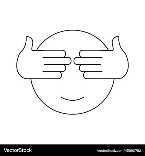 Outline Emoticons Hand Face Shy Emoji Icon Vector Image