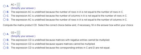 Solved 2 03 2 3 3 5 Compute Each Matrix Sum Or Product If It