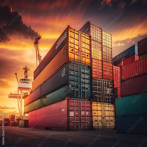 Container Stacker Crane Lifting Up Stacking Container Box In Yard Container Loading Cargo