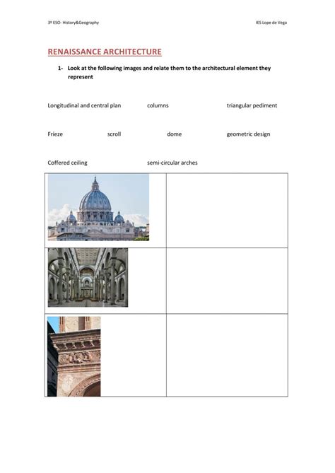 Renaissance Architecture Worksheet Worksheets Library