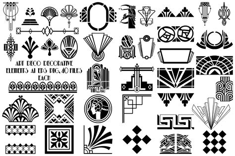 Art Deco Decorative Elements AI EPS PNG Gatsby Style 159392