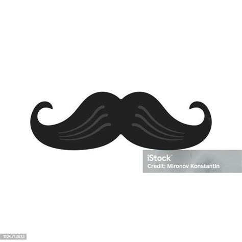 강한 남자 콧수염 평면 스타일 아이콘 기호 벡터 일러스트 절연 Onwhite 배경 빈티지 아버지 또는 아버지 웹 평면 아이콘의 상징 검은색에 대한 스톡 벡터 아트 및 기타