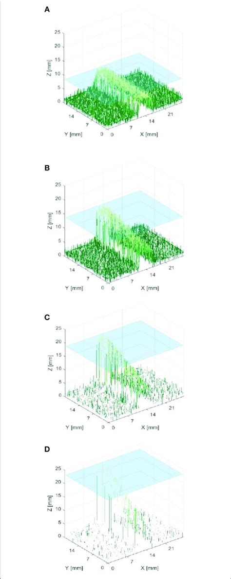 reconstructed depth maps for a capillary specimen positioned at