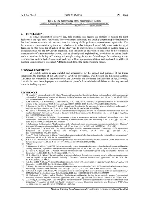 Machine Learning Based Recommender System For E Commerce Pdf