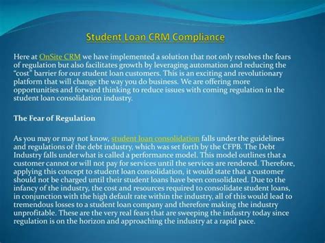 Ppt Student Loan Crm Compliance Powerpoint Presentation Free