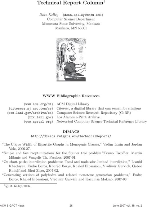 technical report column acm sigact news