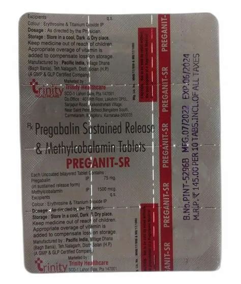 Pregabalin Sustained Release Methylcobalamin Tablet At ₹ 1450 Box