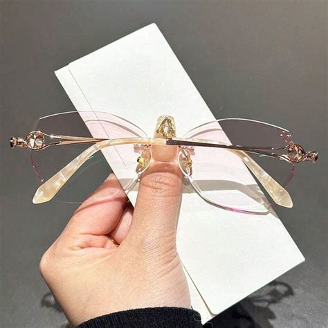 Super Light Titanium Frame Rimless Eyeglasses Minimalist Plain Lens