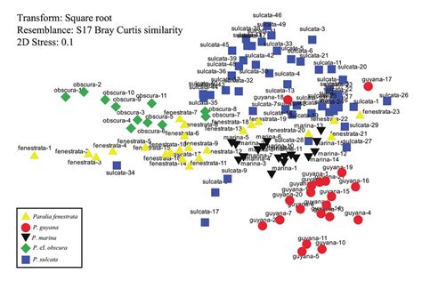 Non Metric Multidimensional Scaling Analysis Plot Based On Bray Curtis