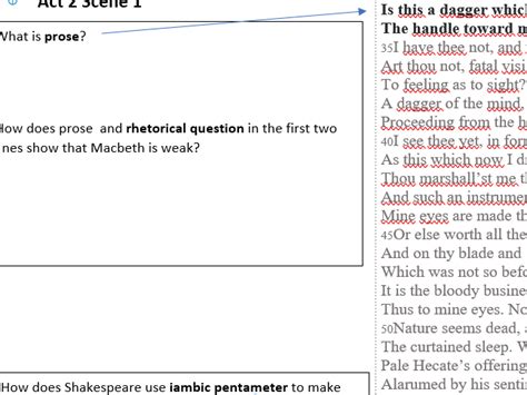 Iambic Pentameter Macbeths Dagger Soliloquy Teaching Resources