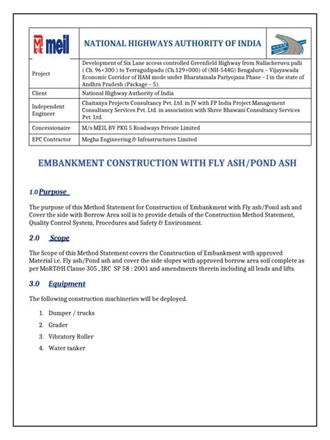 Embankment Construction With Fly Ashpond Ash National Highways