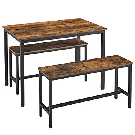 Vasagle Dining Table Set Bar Table With 2 Dining Benches Kitchen