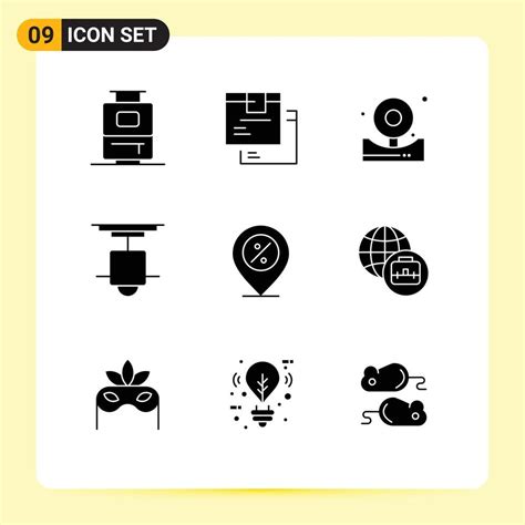9 User Interface Solid Glyph Pack Of Modern Signs And Symbols Of Ecommerce Lamp Alarm Interior