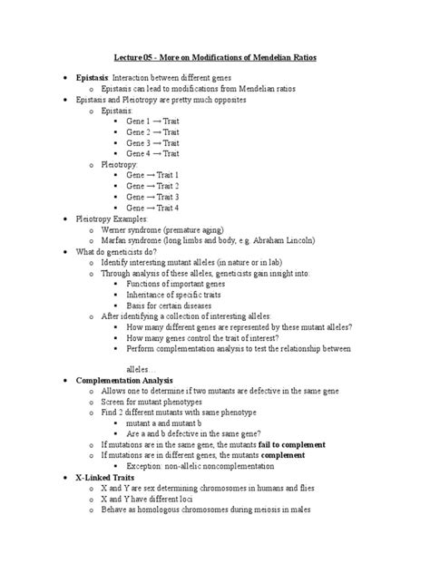 Lecture 05 More On Modifications Of Mendelian Ratios Pdf