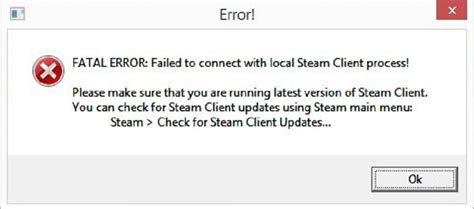 Как исправить Fatal Error failed to connect to local steam client