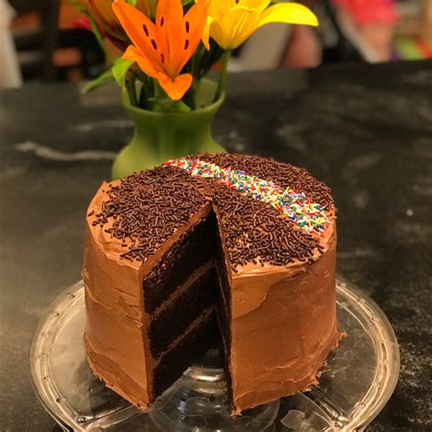 Homemade Devils Food Cake With Chocolate Buttercream Frosting Food