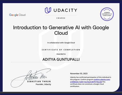 Aditya Guntupalli On Linkedin Generativeai Ai Certification Udacity