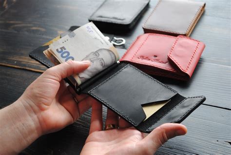 Magnetic Money Clip Leather Card Holder Leather Card Wallet Money
