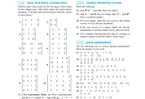 solved 1 10 rank row space column space find the rank