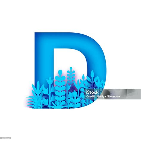 折紙有機剪紙字母 D 植物字體 花卉字體 花字母表 花字體藍色獨特的時尚春天 夏天的想法向量圖形及更多五月圖片 Istock