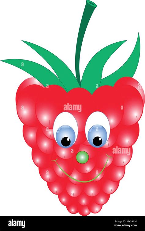 Red Raspberry Cartoon Cute Vector Illustration Stock Vector Image And Art