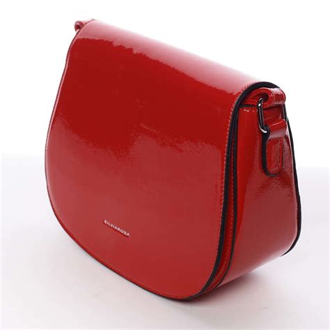 Luxusní červená Lakovaná Crossbody Kabelka Silvia Rosa Kassandra Kabeacz