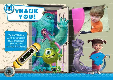 Personalize Monsters Inc Thank You Card Monsters Inc Birthday Thanks