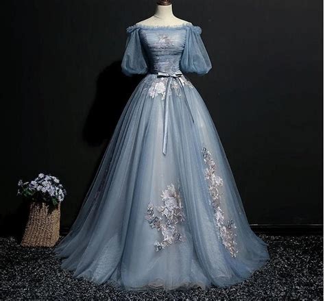 Light Ash Blue Vintage Cosplay Ball Gown Medieval Dress Etsy