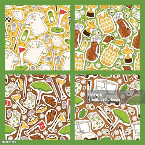 골프 벡터 원활한 패턴 골퍼 스포츠웨어 골프 클럽 배경 그림 스포츠 테니스의 배경 일러스트 세트에서 재생을 위한 골프공 퍼팅에 대한 스톡 벡터 아트 및 기타 이미지 Istock