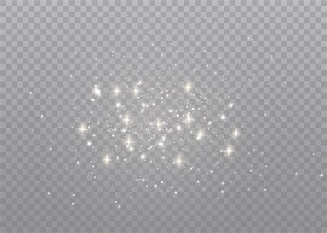 먼지 불꽃과 황금빛 별이 특별한 빛으로 빛납니다 투명 배경에 반짝 크리스마스 조명 효과 반짝이는 마법의 먼지 입자 프리미엄 벡터