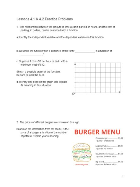 Algebra1 4 1and2 Lesson Curated Practice Problem Set Pdf Function