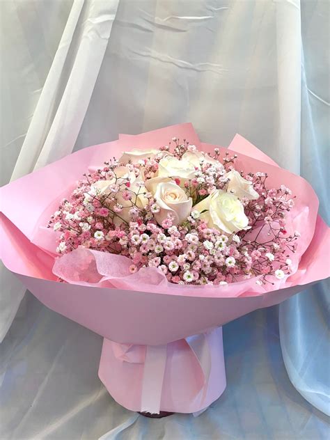 10송이 하젤장미 안개꽃다발 배민 장보기∙쇼핑