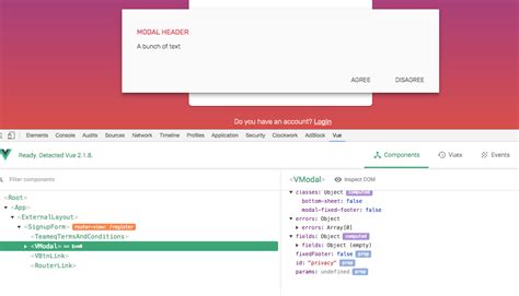Vuejs Cannot Pass Options To Modal Into Vue Materials Stack Overflow