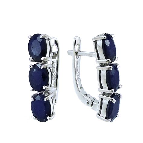 Серьги с сапфиром из серебра