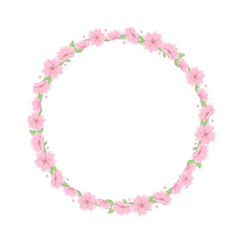 Round Cherry Blossom Frame Cute Floral Wreath Border 18872131 Vector