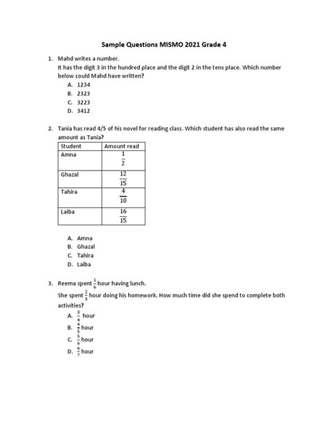 Grade 4 Math Questions Mismo 2021 Pdf Triangle Mathematics
