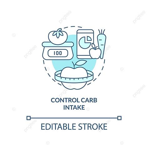 Control Carb Intake Turquoise Concept Icon Reduce Vector Color Vector