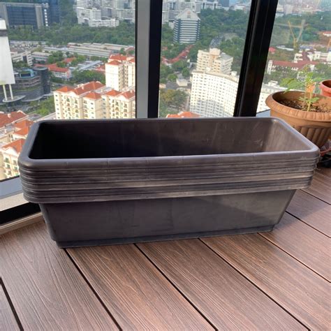 Black Rectangular Planting Pots 64cm X 5 Furniture And Home Living