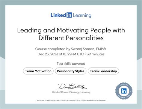 Swaraj Soman Fmp® On Linkedin Certificate Of Completion