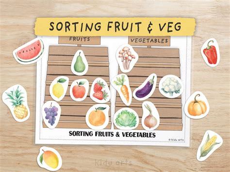 Fruit And Vegetable Sorting Activity Preschool Worksheet Etsy