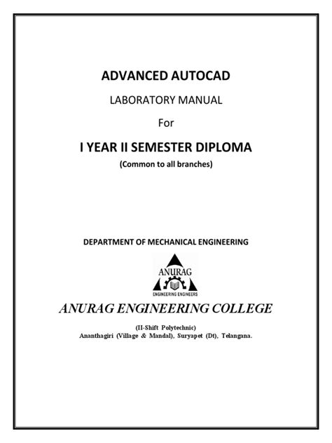 I Ii Advanced Autocad Lab Pdf 3 D Computer Graphics Rendering