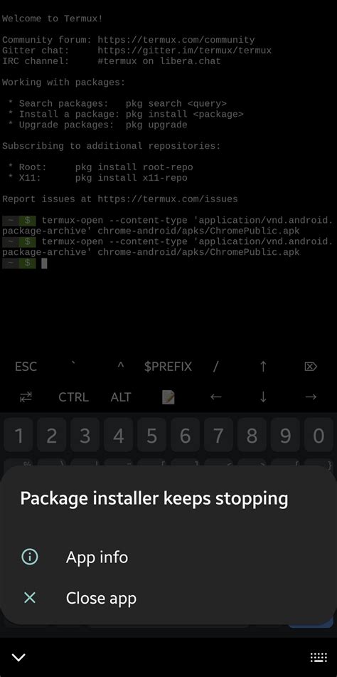 Bug Termux Open Apk Package Installer Crash Issue 8640 Termux