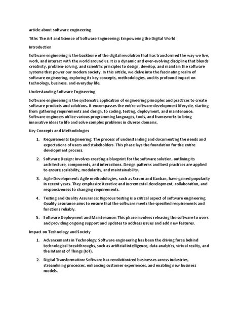 Article About Software Engineering Pdf Software Development Process