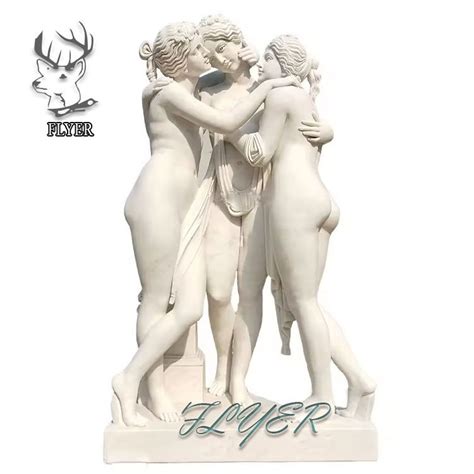 Hand Carved White Marble Lady Statue Western Figure Three Grace Women