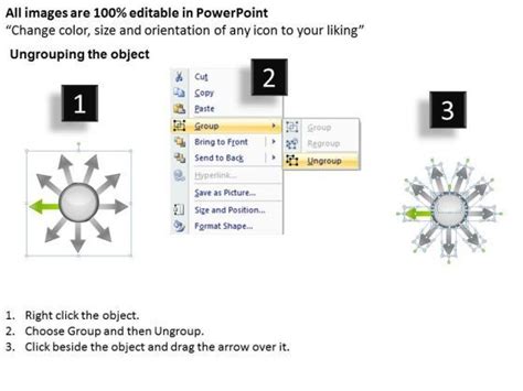 9 Steps Diverging And Converging Relative Circular Flow Arrow Network