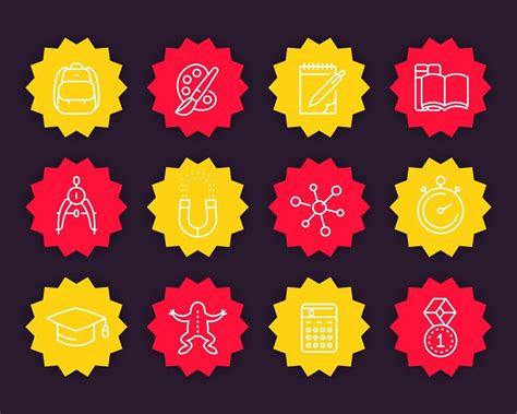 School Education Classes Icons In Linear Style 7883318 Vector Art At