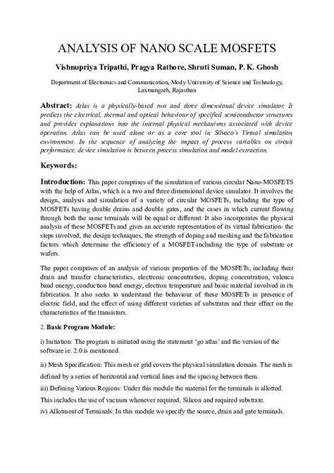 Doc Analysis Of Nano Scale Mosfets