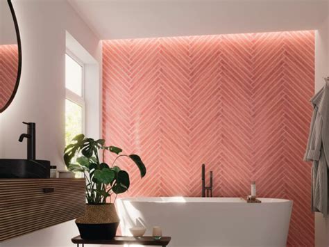 Loki Pink Gloss Ceramic Tiles Mandarin Stone