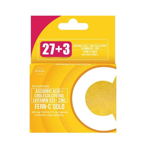 Fern C Gold Ascorbic Acid Cholecalciferol Vitamin D3 Zinc 27 3 Capsules Watsons Philippines