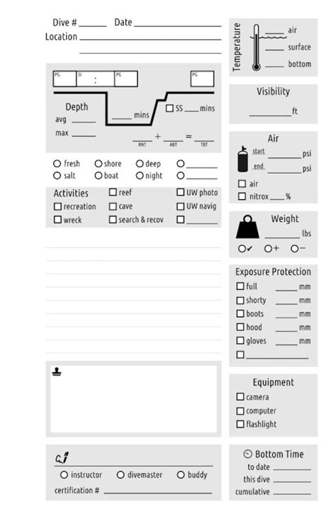 Dive Log Pages Printable File Scuba Dive Log Book Pages Padi Dive Log